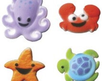 UNDER THE SEA Animals Edible Sugar 12 Pieces Cupcake or Cake Toppers by ...