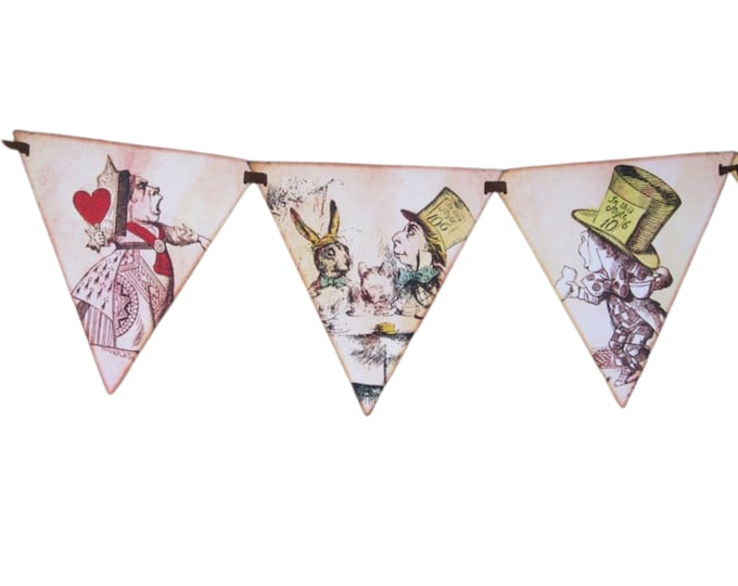 Alice in Wonderland Inspired Flag Pennant Banner - Etsy UK