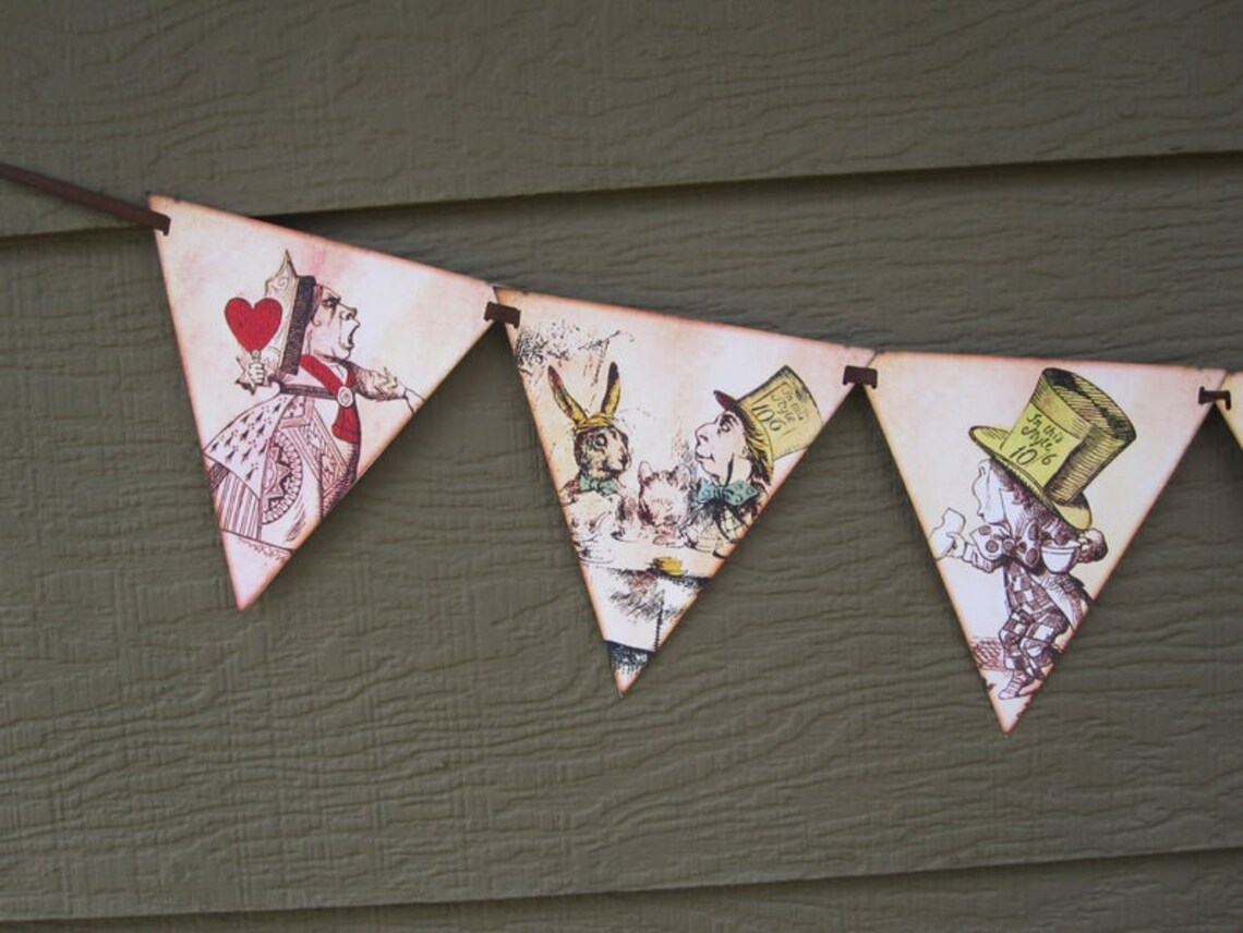 Alice in Wonderland Inspired Flag Pennant Banner | Etsy