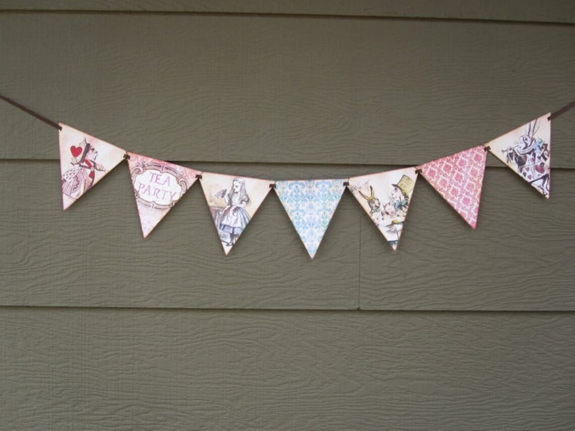 Tea Party Flag Pennant Banner (alice in Wonderland) - Etsy