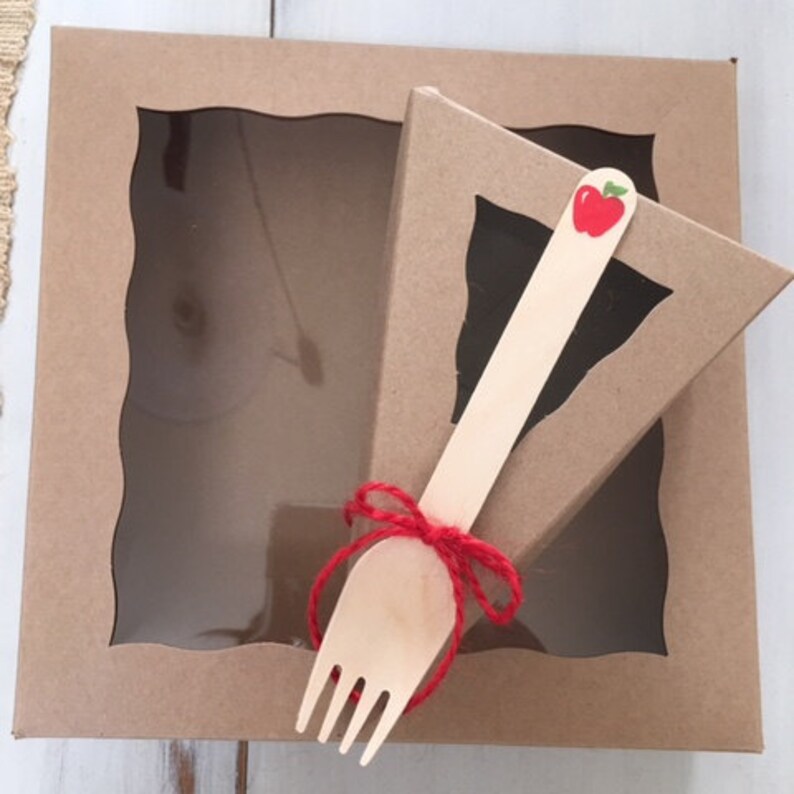 Pie Box ~ Pie Slice Box ~ Wood Fork ~ Take Home Pie ~ Take Home Dessert ...