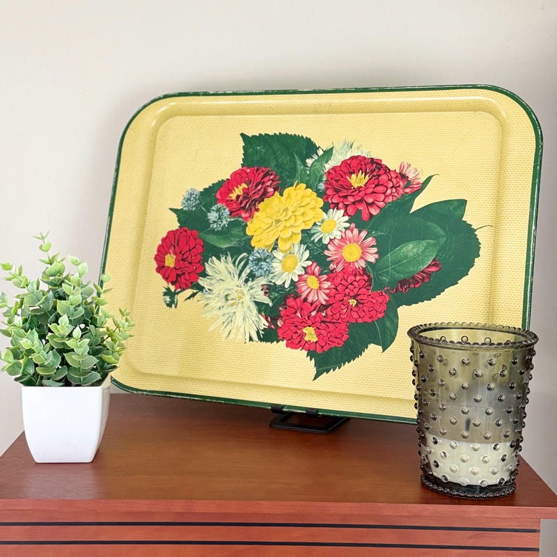 Floral Tin Serving Tray - Etsy