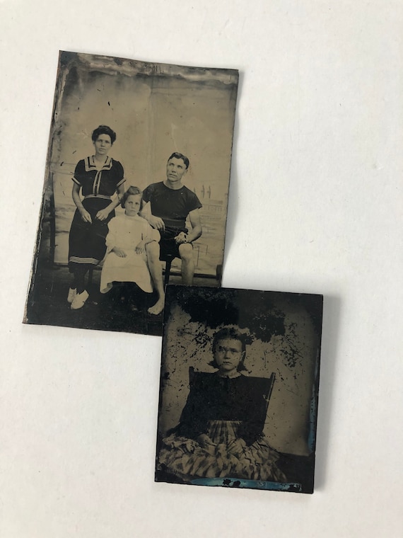 Vintage Tin Type Photo Antique Glass Negative Photo of Girl | Etsy