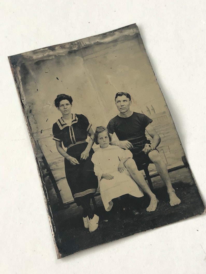 Vintage Tin Type Photo Antique Glass Negative Photo of Girl Antique Tin ...