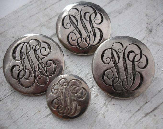 Old Silver Metal Monogrammed Buttons Lot of 4 - Etsy
