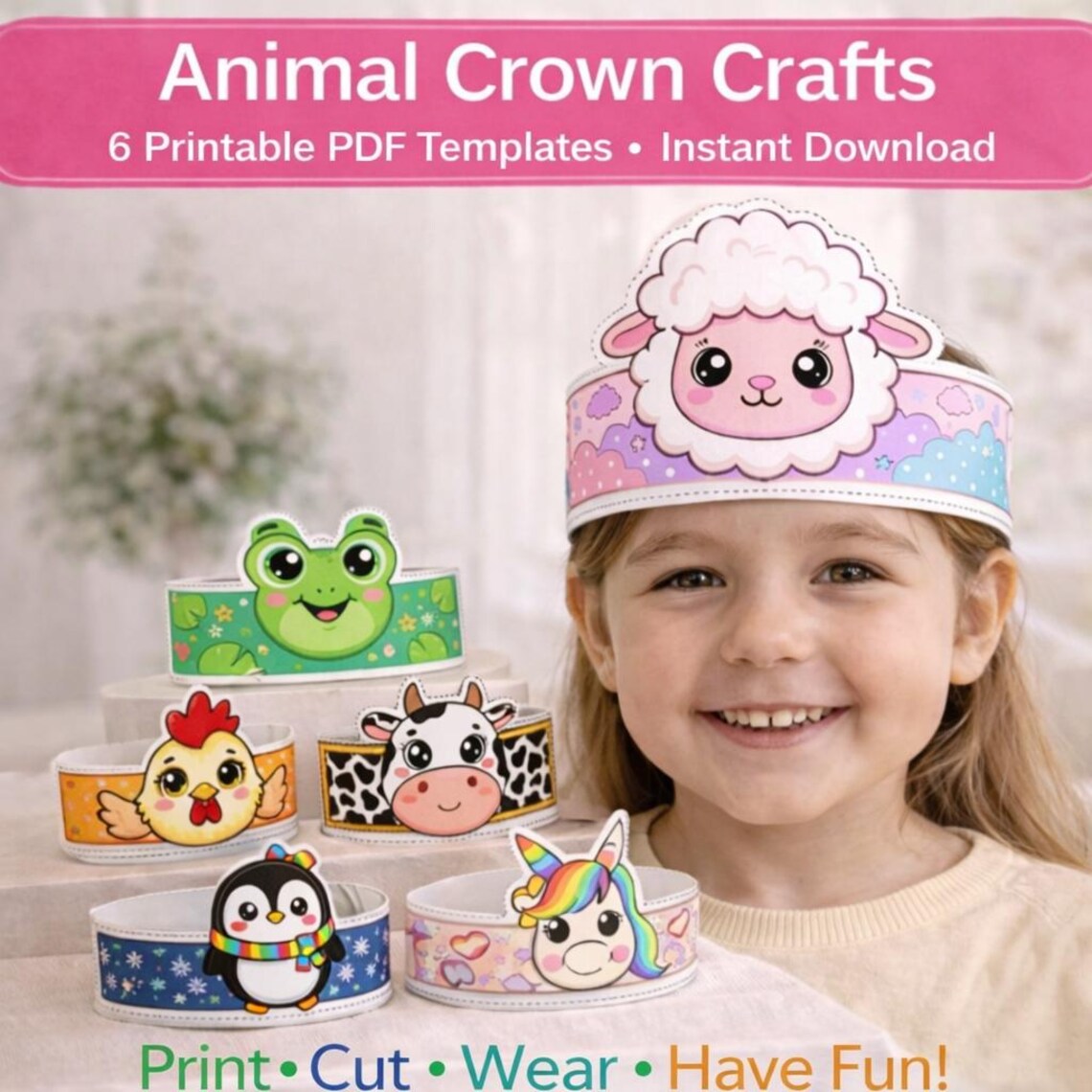 Animal Crown Craft Printable for Kids | Farm & Jungle Paper Crowns ...