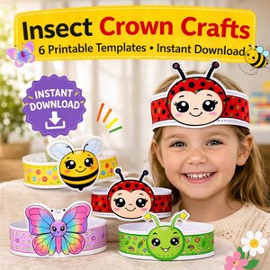 Insect Crown Crafts for Kids | Printable Bug Headbands (PDF Download ...