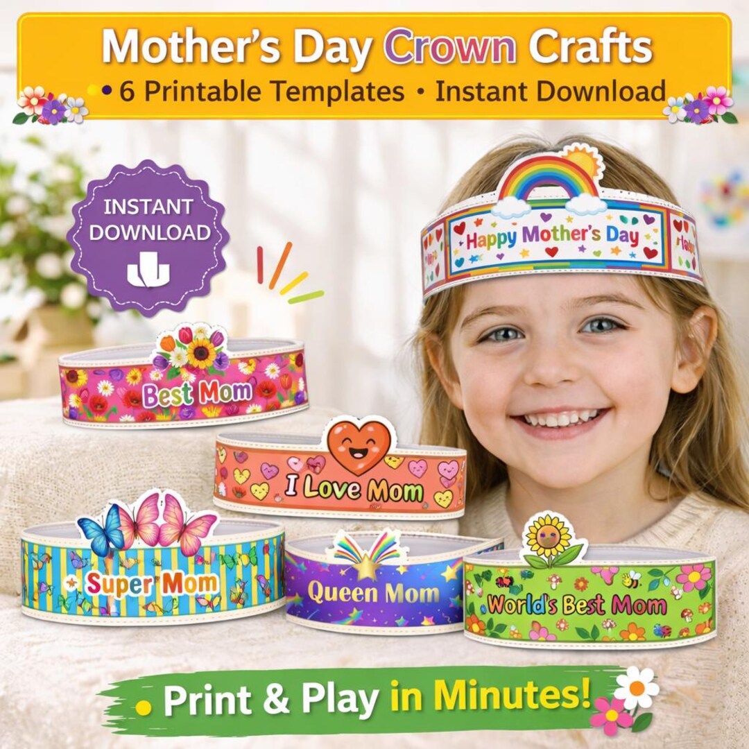 Mother’s Day Crown Craft Printable for Kids | Paper Crown Template ...