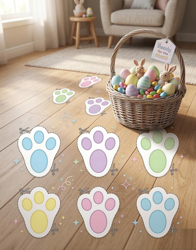 Printable Easter Egg Hunt Kit | Bunny Footprints, Clues for Kids ...