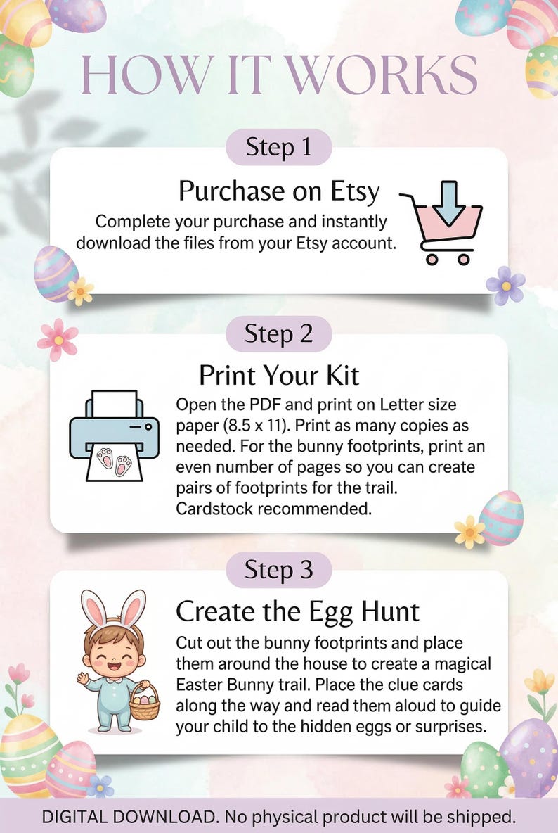 Easter Egg Hunt Kit | Bunny Footprints, Clues for Kids (instant Digital ...
