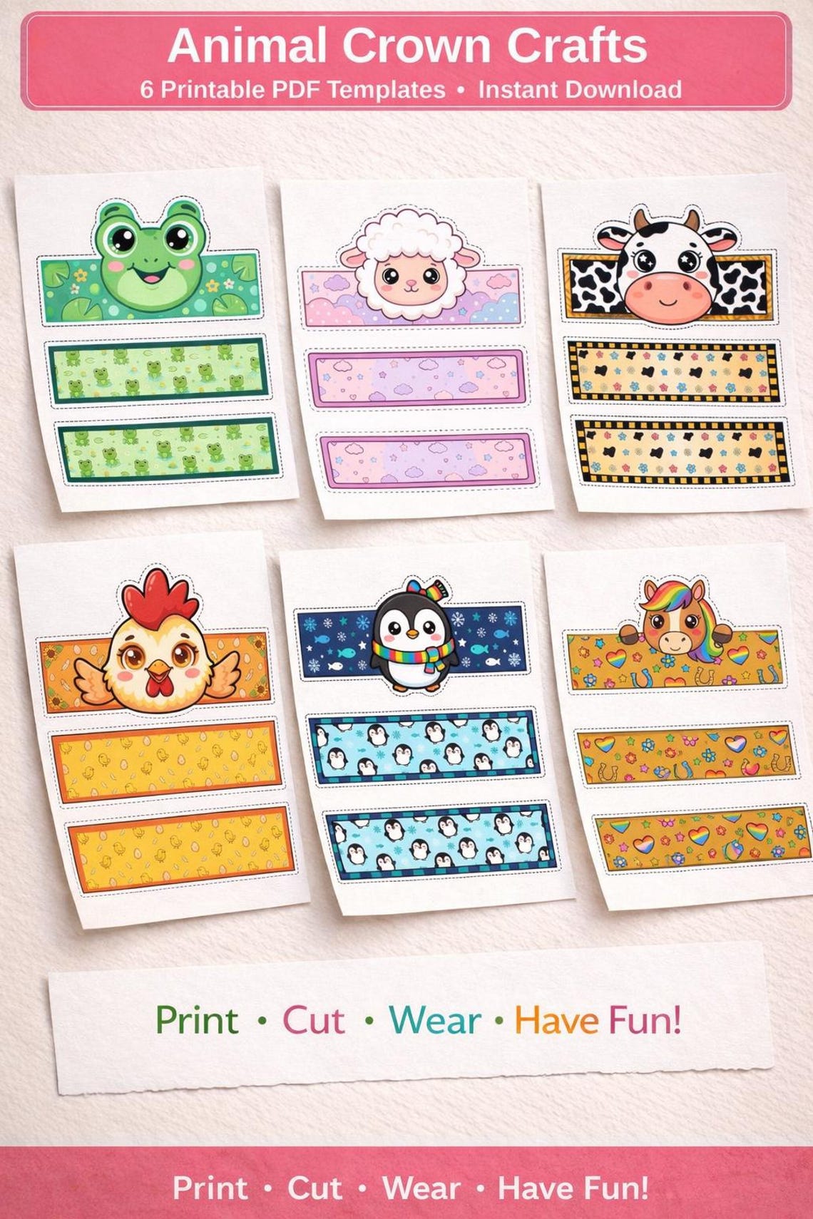 Animal Crown Craft Printable for Kids | Farm & Jungle Paper Crowns ...