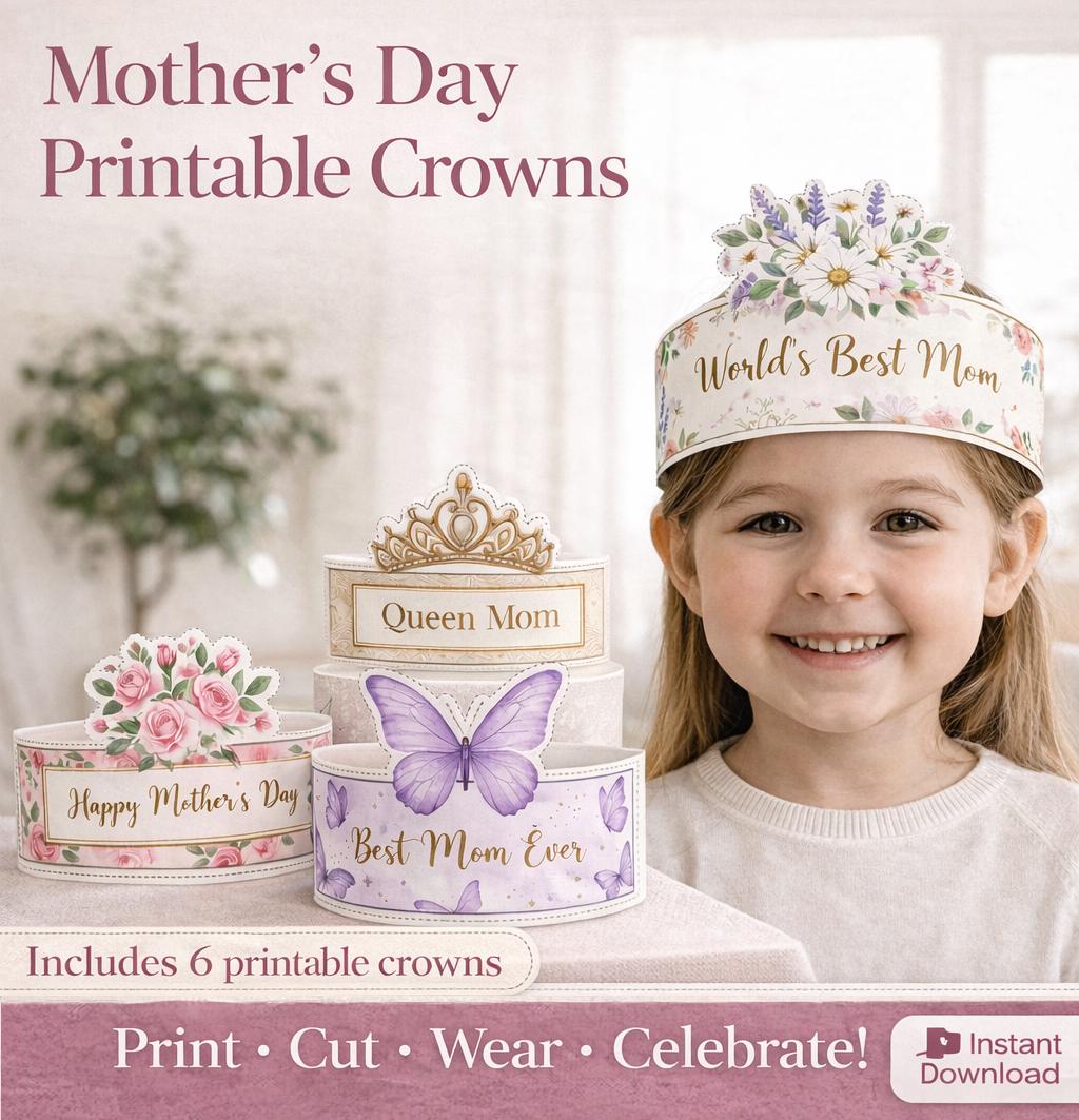 Mother’s Day Printable Crowns Craft Activity | Kids DIY Flower Crown ...