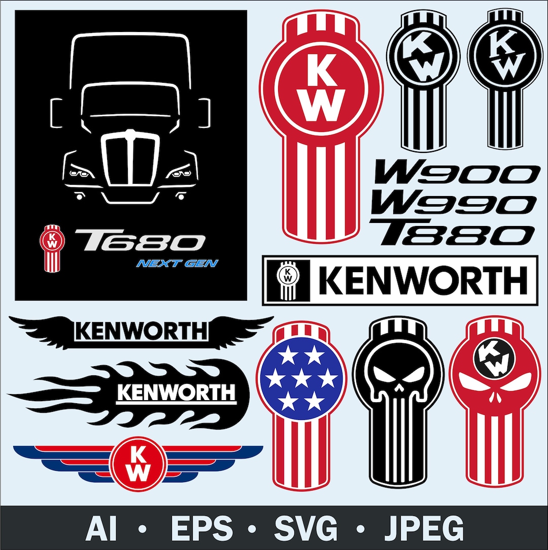Truck Kenworth Design Elements, Badges, Stickers SVG Bundle. Retro ...