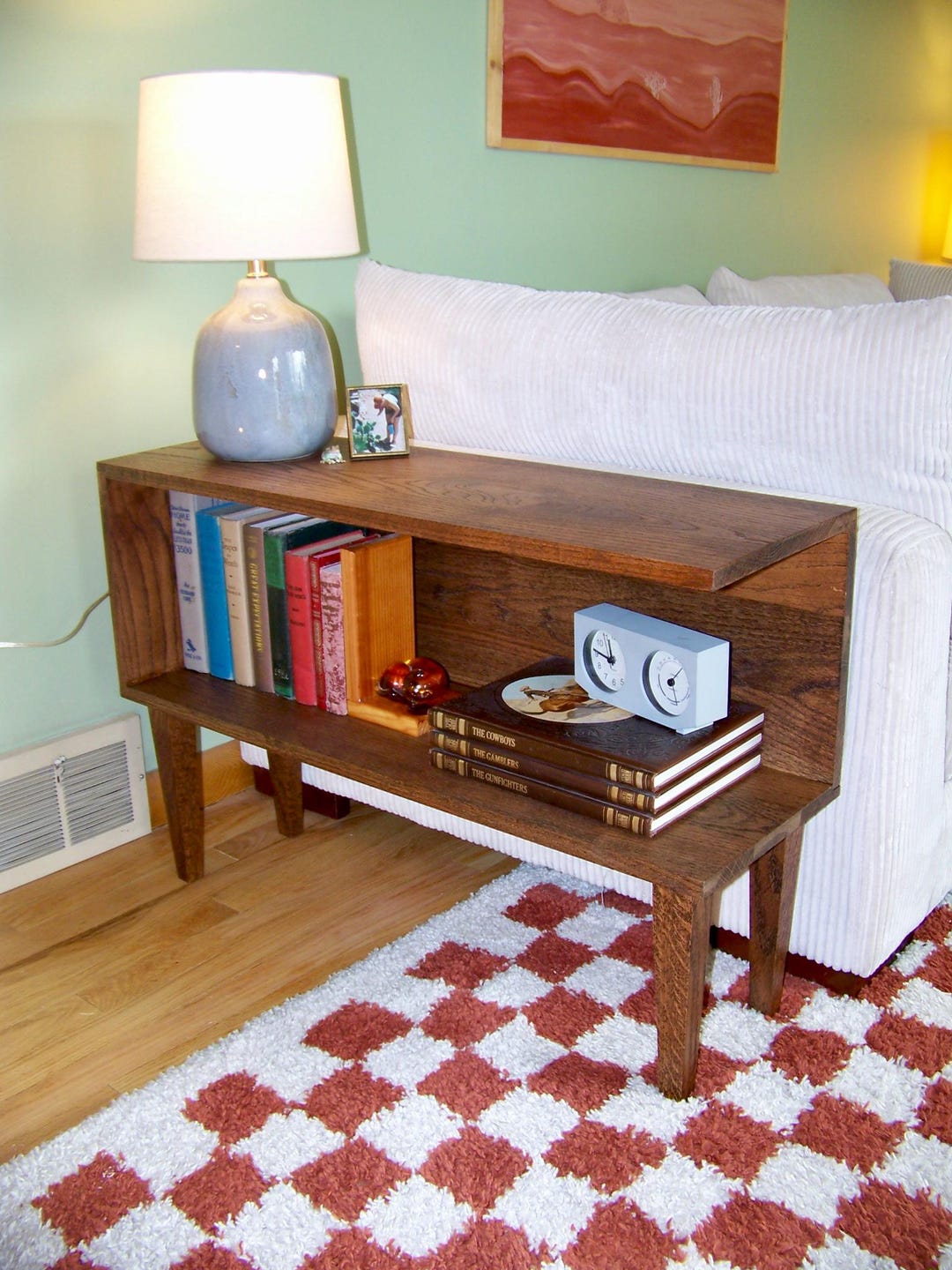 Modern Red Oak Side Table Book Shelf - Etsy