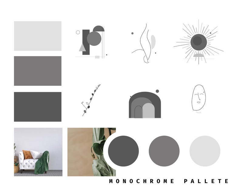 Abstract Line Art Prints Bundle, Gallery Wall Set, 4 Palettes (digital ...