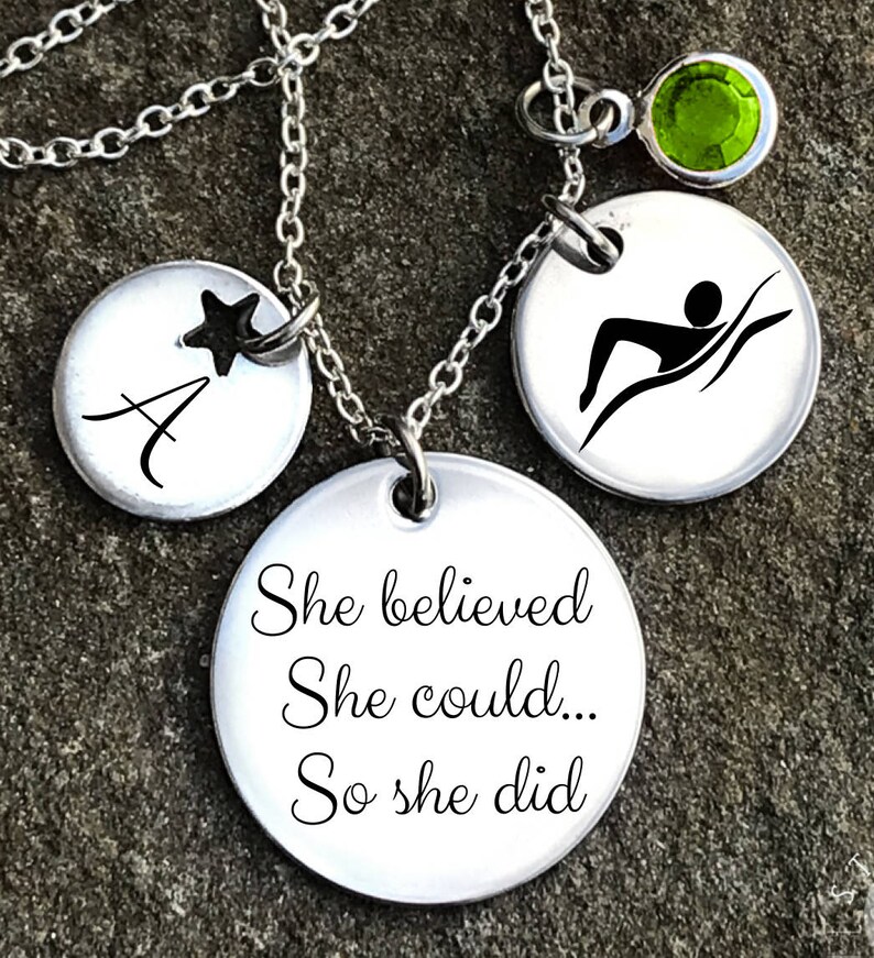Swim Necklace Swimmer Necklace Swimming Necklace Swim Charm - Etsy
