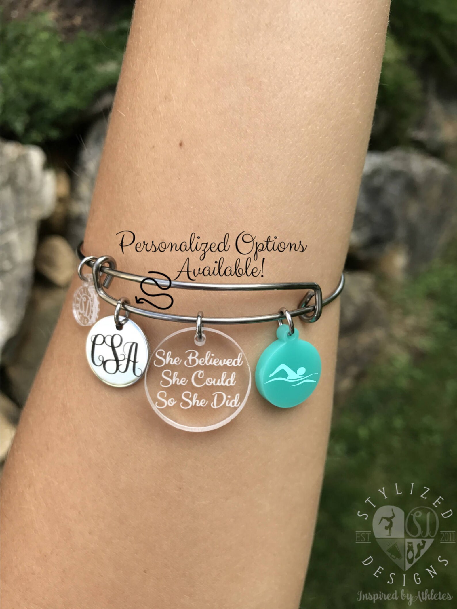 Swim Bracelet, Swimming Bracelet, Swimmer Bracelet, Swim Bangle, Swim ...