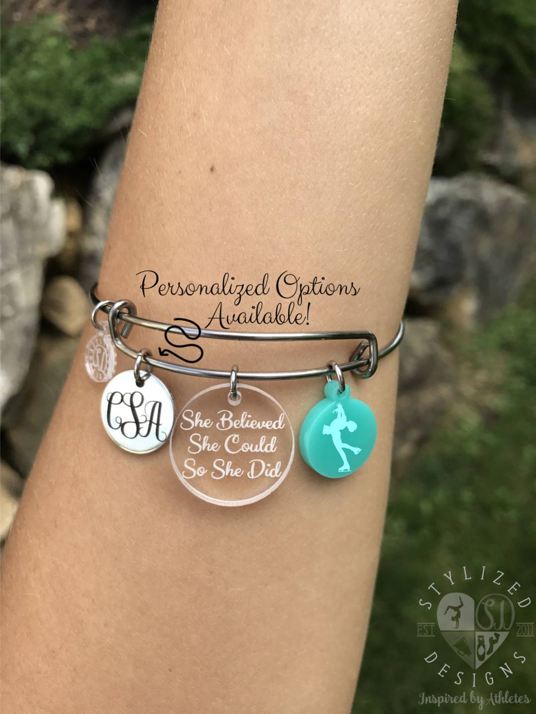 Figure Skating Bracelet, Figure Skating Gifts, Figure Skating Bangle ...