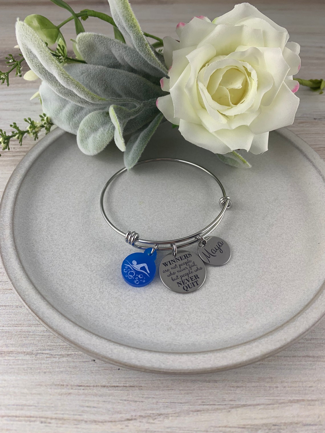 Swim Bracelet, Swimming Bracelet, Swimmer Bracelet, Swim Bangle, Swim ...