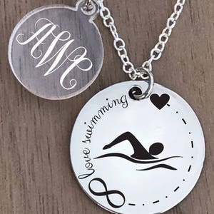 Swim Necklace, Swimmer Necklace, Swimming Necklace, Swim Charm Necklace ...