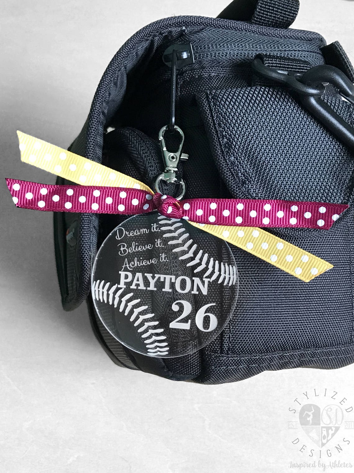 Softball Bag Tag, Softball Zipper Pull, Softball Gifts, Personalized ...