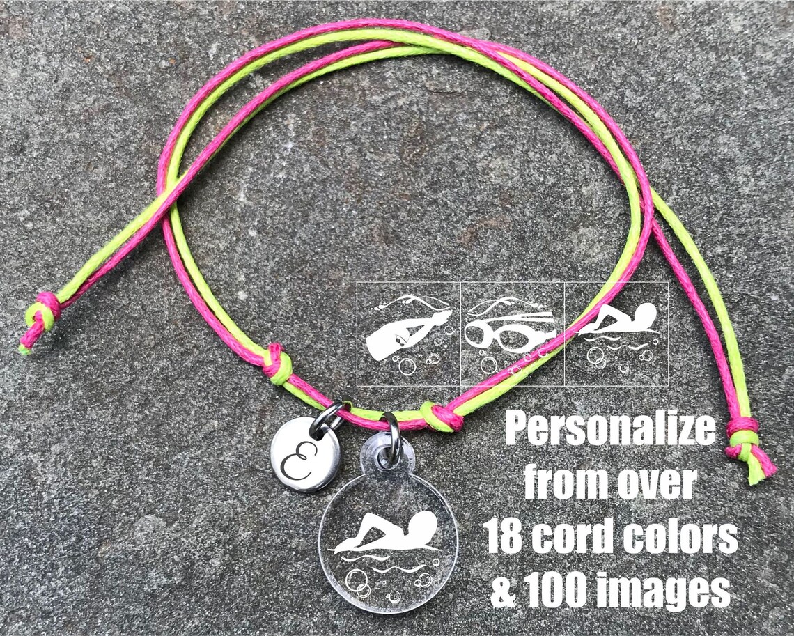 Swim Bracelet Swim Gifts Swim Jewelry Cord Bracelet | Etsy