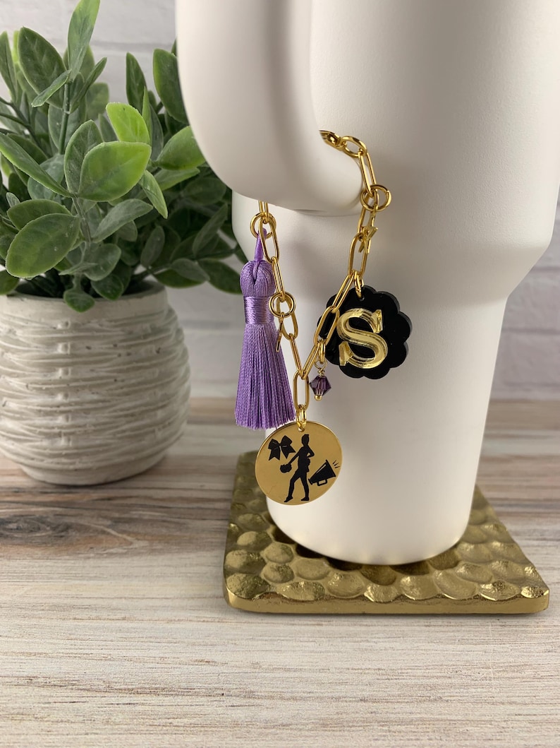 Cheer Gifts, Cheerleader Gift, Cheer Tumbler Charm, Cheer Tumbler Chain ...