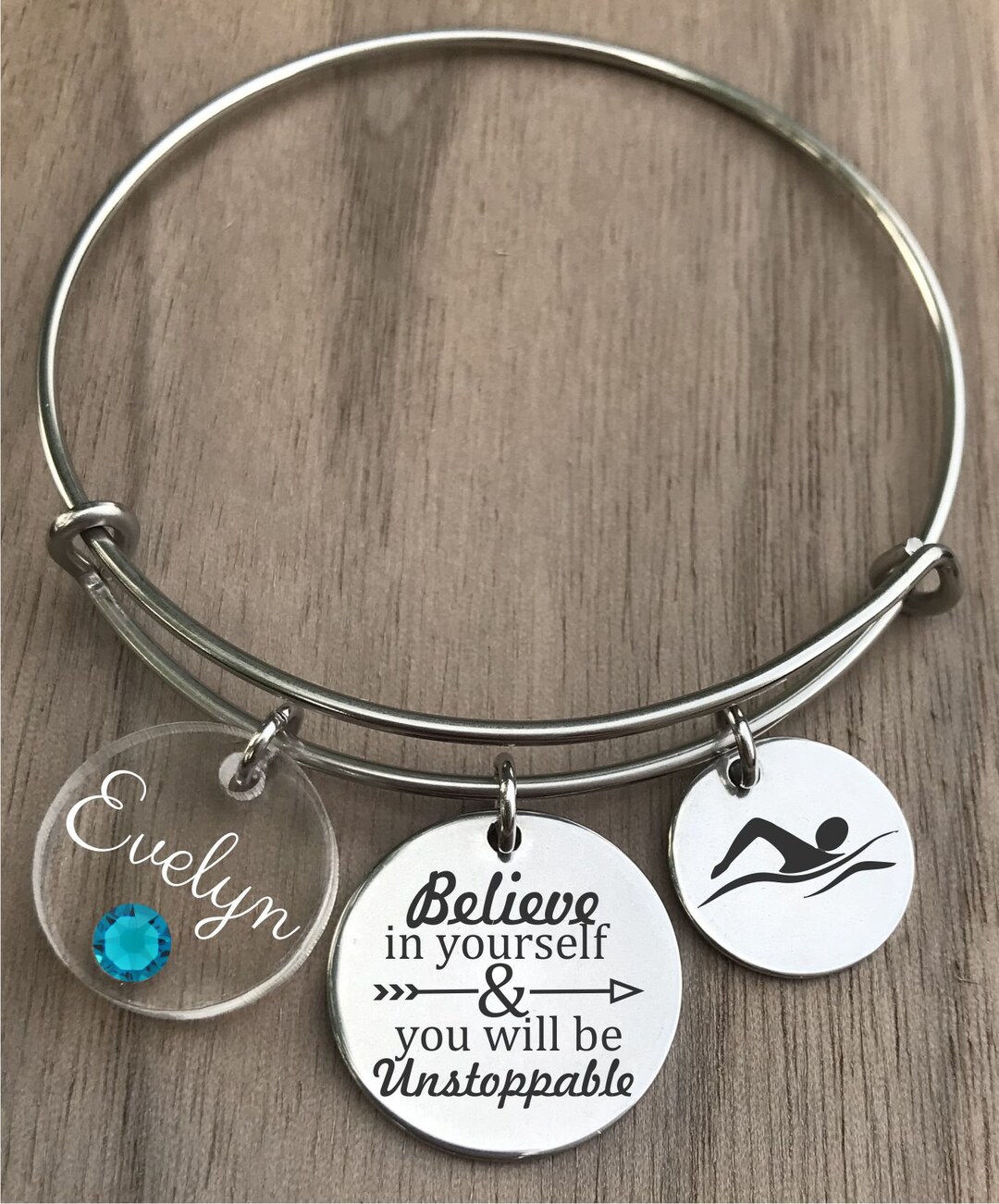 Swim Bracelet, Swimming Bracelet, Swimmer Bracelet, Swim Bangle, Swim ...
