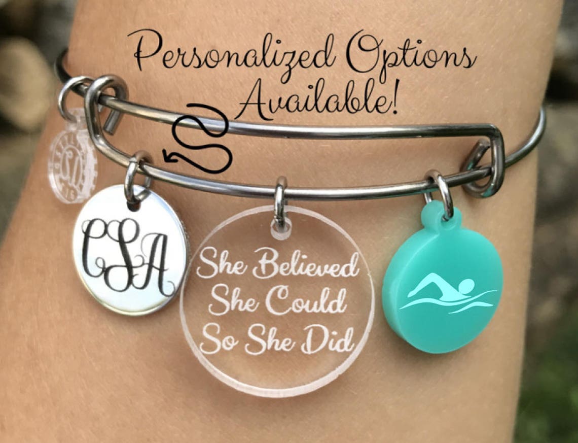 Swim Bracelet, Swimming Bracelet, Swimmer Bracelet, Swim Bangle, Swim ...