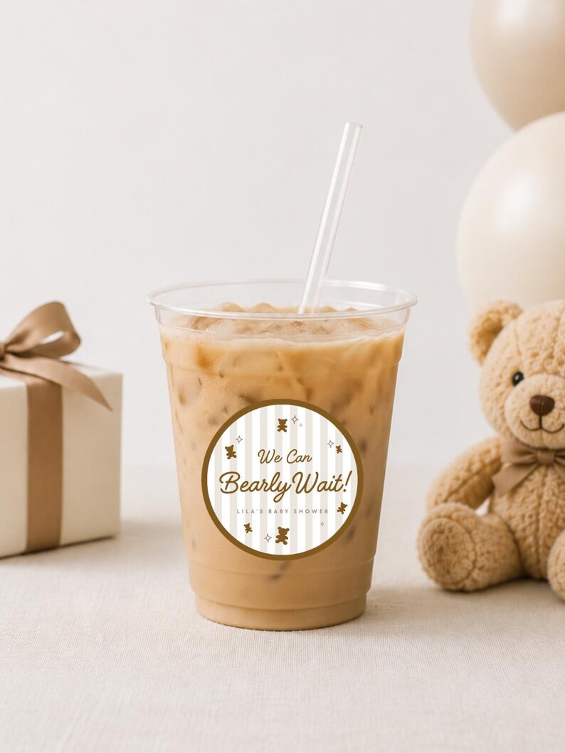 We Can Bearly Wait Drink Label Template | Teddy Bear Baby Shower ...