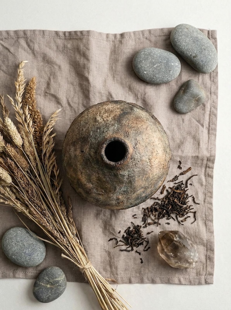 Organic Stone Texture Vase – Paper Pulp Sculpture, Japandi Flower Pot ...