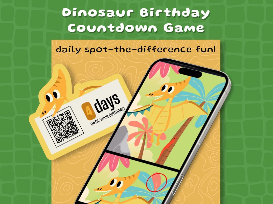 Dinosaur Birthday Countdown Game | Kids Spot-the-difference Activity ...