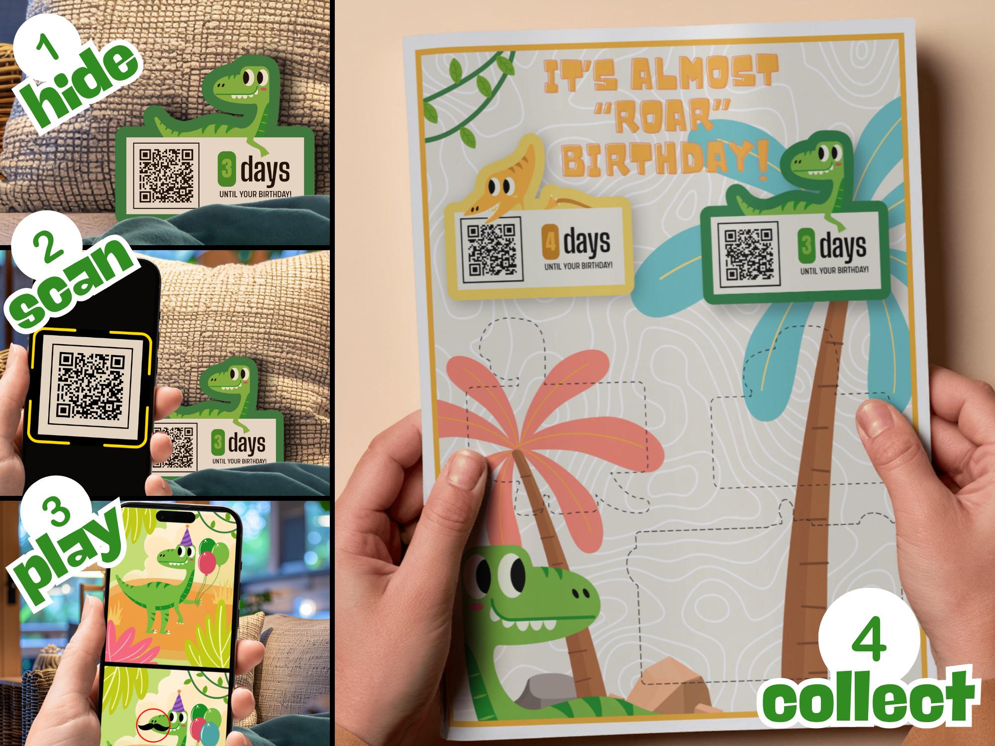 Dinosaur Birthday Countdown Game | Kids Spot-the-difference Activity ...