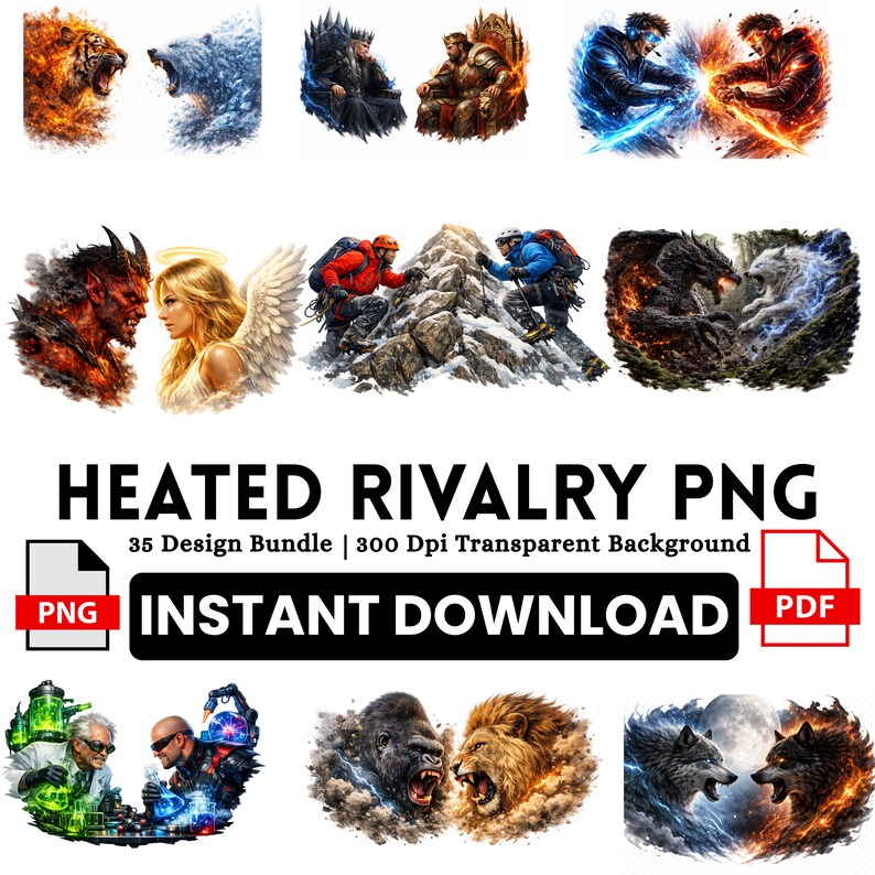 Heated Rivalry PNG Bundle Clipart Sublimation Designs Action Sports ...