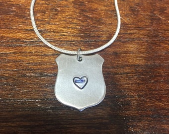 American and Police Flag Gold Heart, Cop Necklace, Gifts for Mom, Thin ...