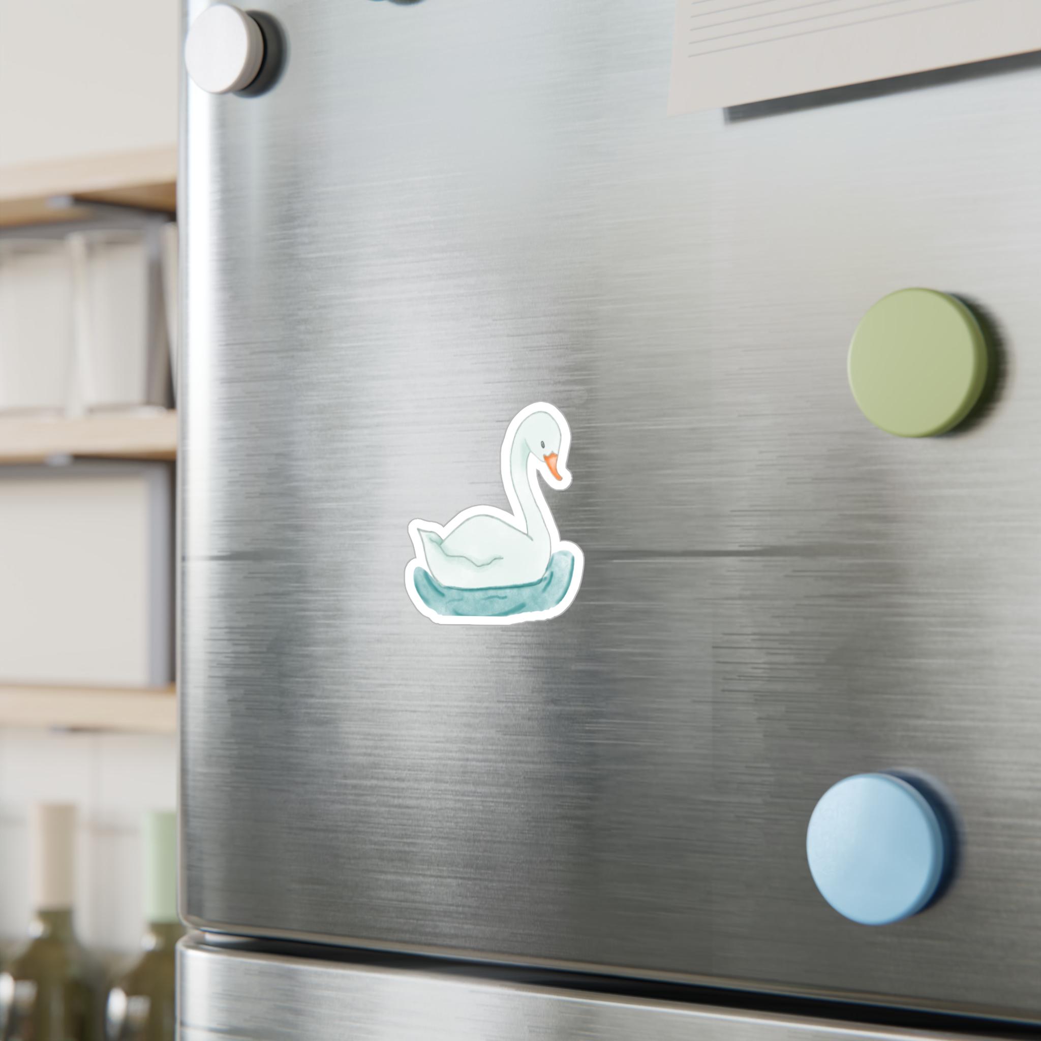 Watercolor Swan Kiss-cut Vinyl Decal Sticker - Etsy