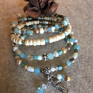 Back to the Beach Oval Memory Wire Bracelet, Summer Bracelet, - Etsy