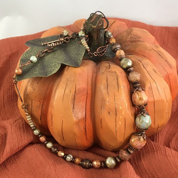 Autumn Glow Beaded Necklace Fall Necklace Earth Colors | Etsy