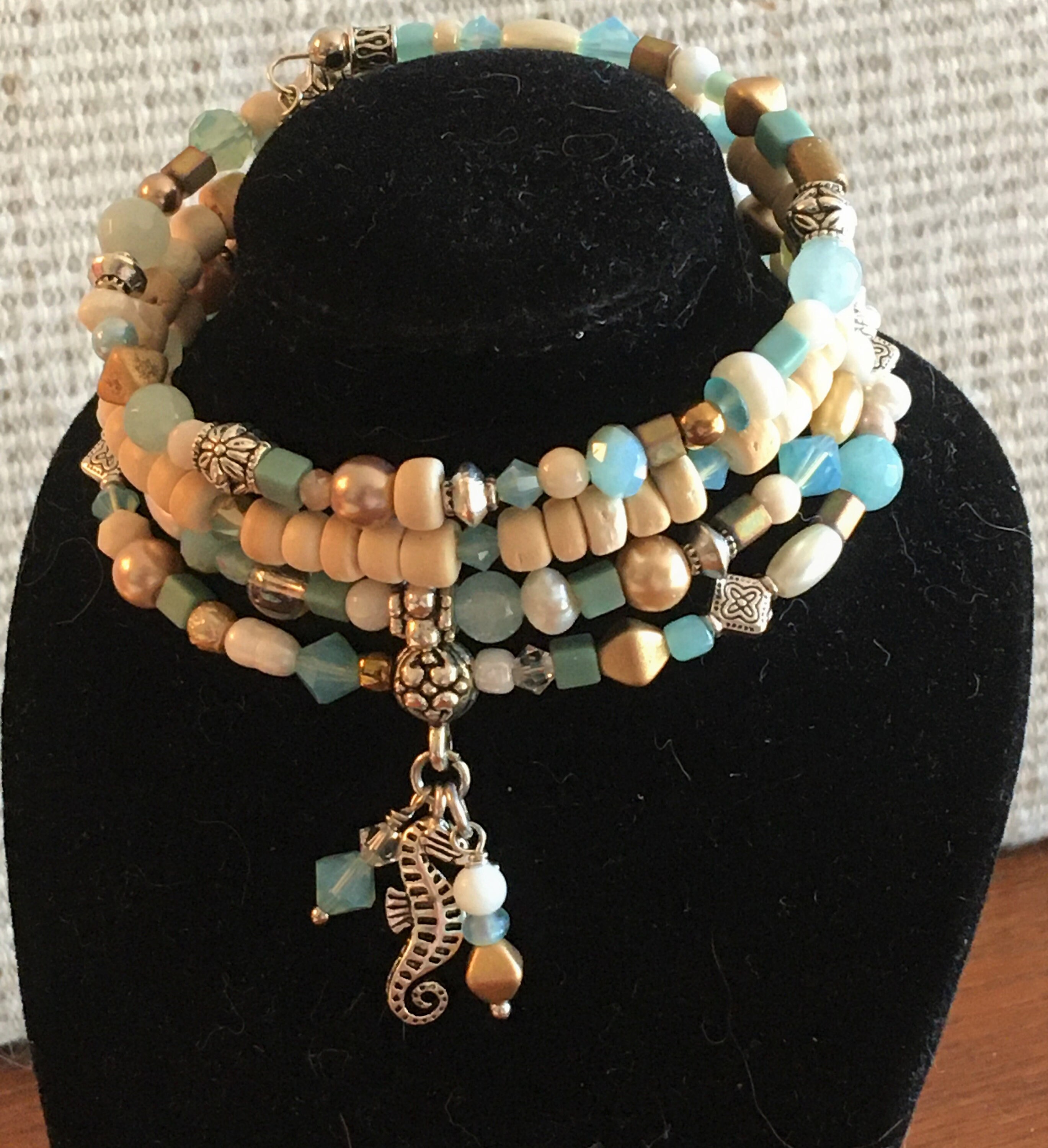 Back to the Beach Oval Memory Wire Bracelet, Summer Bracelet, - Etsy