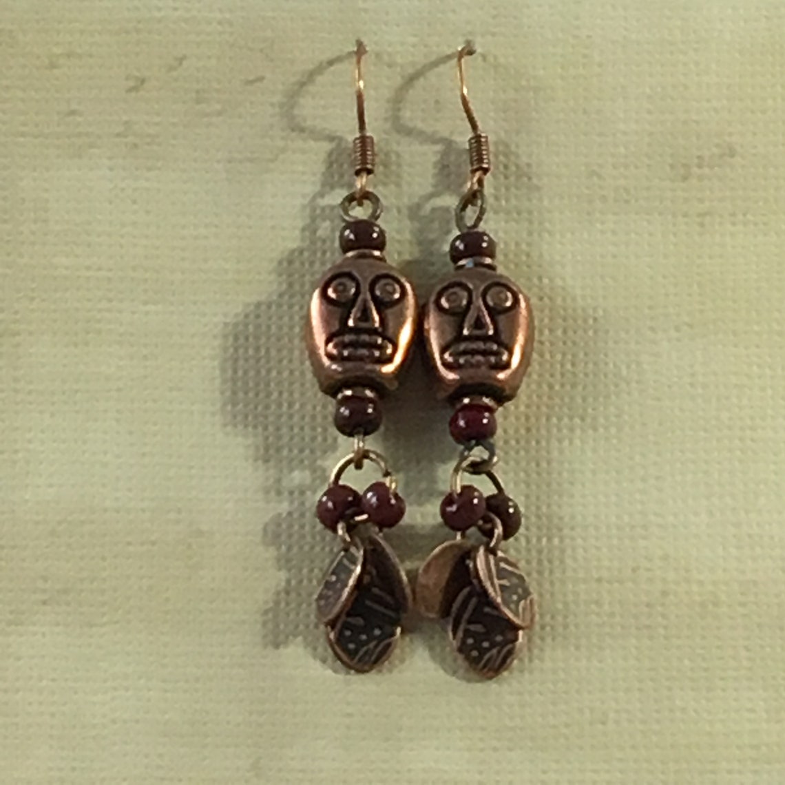 Copper and Dark Red Tribal Mask Dangle Earrings - Etsy