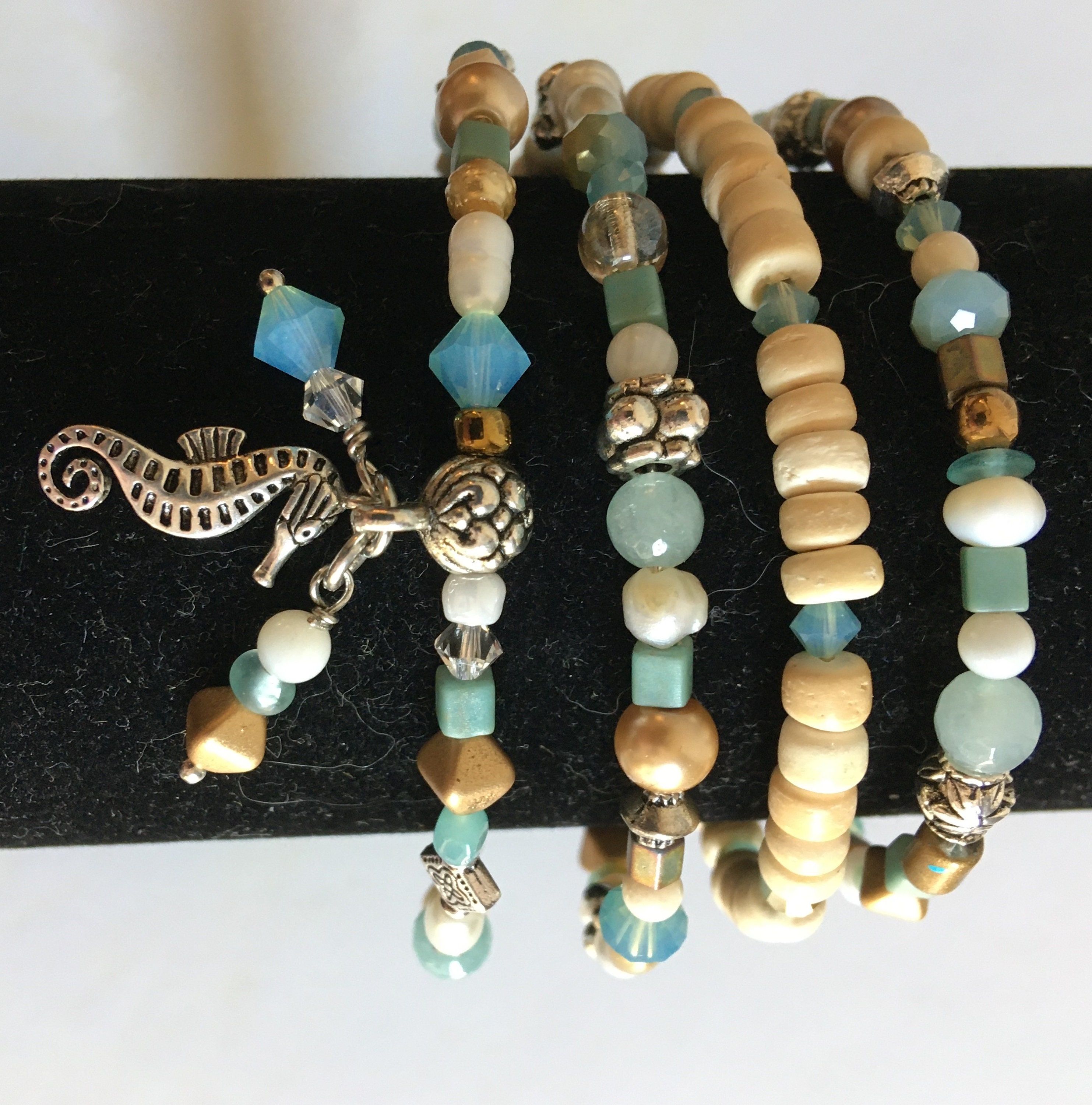 Back to the Beach Oval Memory Wire Bracelet, Summer Bracelet, - Etsy