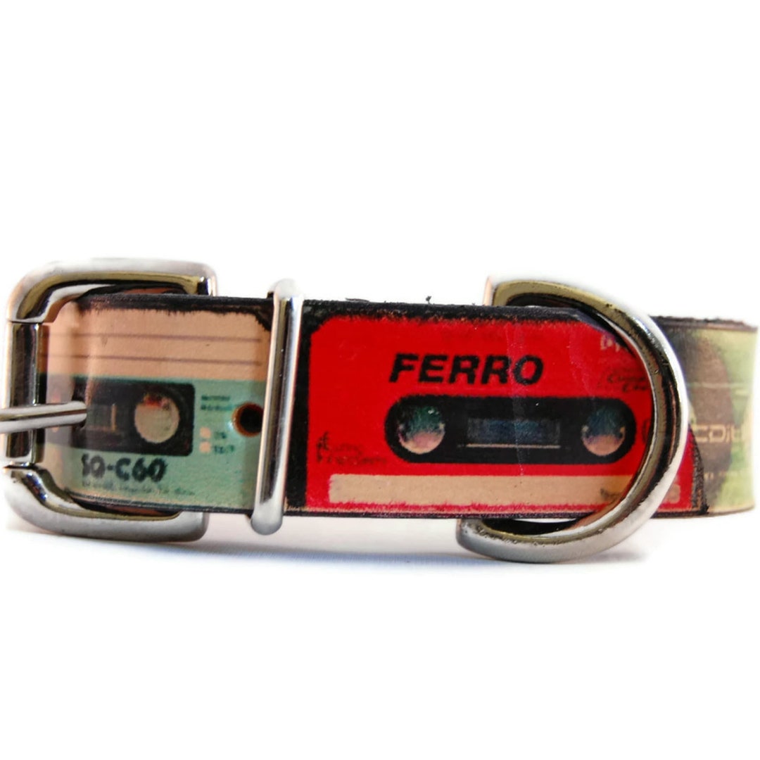 Leather Dog Collar / CASSETTE / Handmade Dog Collar / Cool Dogs - Etsy