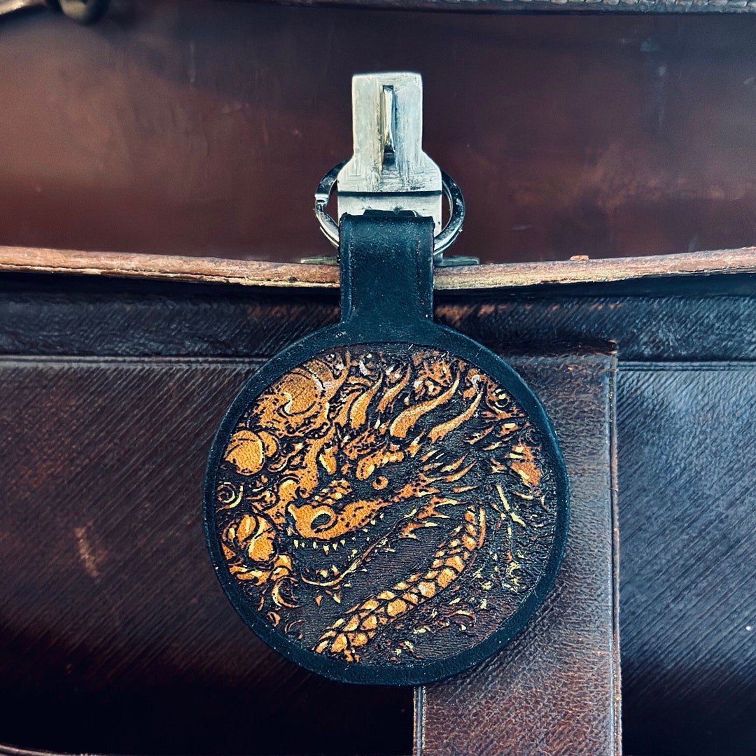 Personalized Leather Keyring - Dragon Design Gift- Unique Gift ...