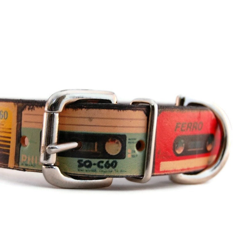 Leather Dog Collar / CASSETTE / Handmade Dog Collar / Cool Dogs - Etsy