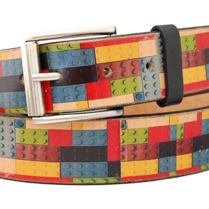 Leather Belt Lego-style Bricks Gift for Men Gift for Her Gift for Them ...