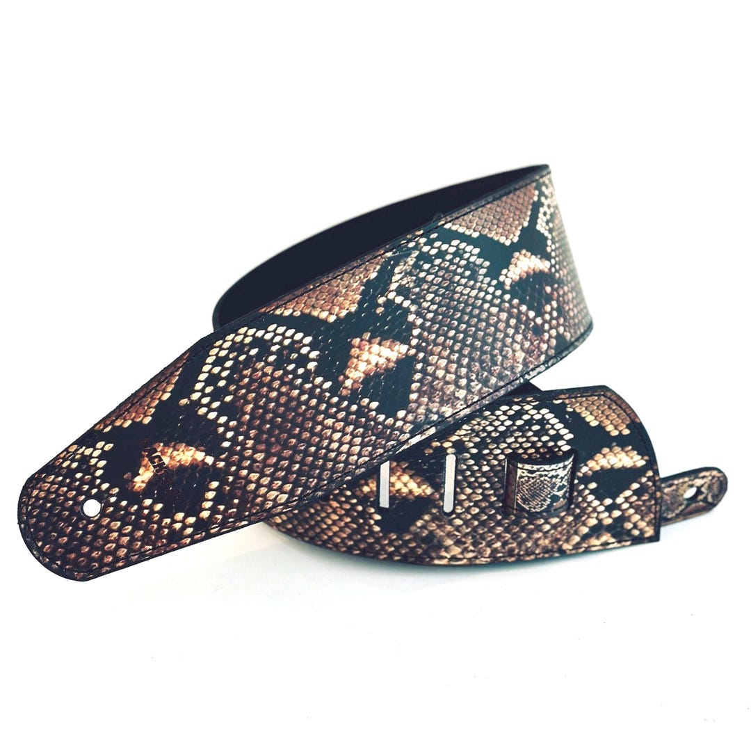 Randy Rhoads Python’s Inspired Leather Guitar Strap - Personalized Animal Print Guitar Strap ...