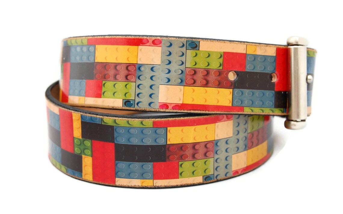 Leather Belt Lego-style Bricks Gift for Men Gift for Her Gift for Them ...