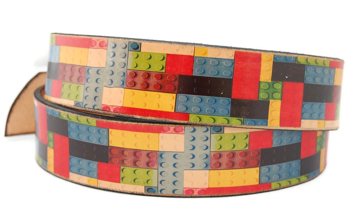 Leather Belt Lego-style Bricks Gift for Men Gift for Her Gift for Them ...