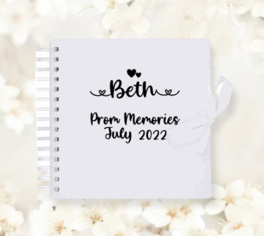 Personalised Prom Ribbon Tied Photo Album Memory Book - Add Your Chosen ...