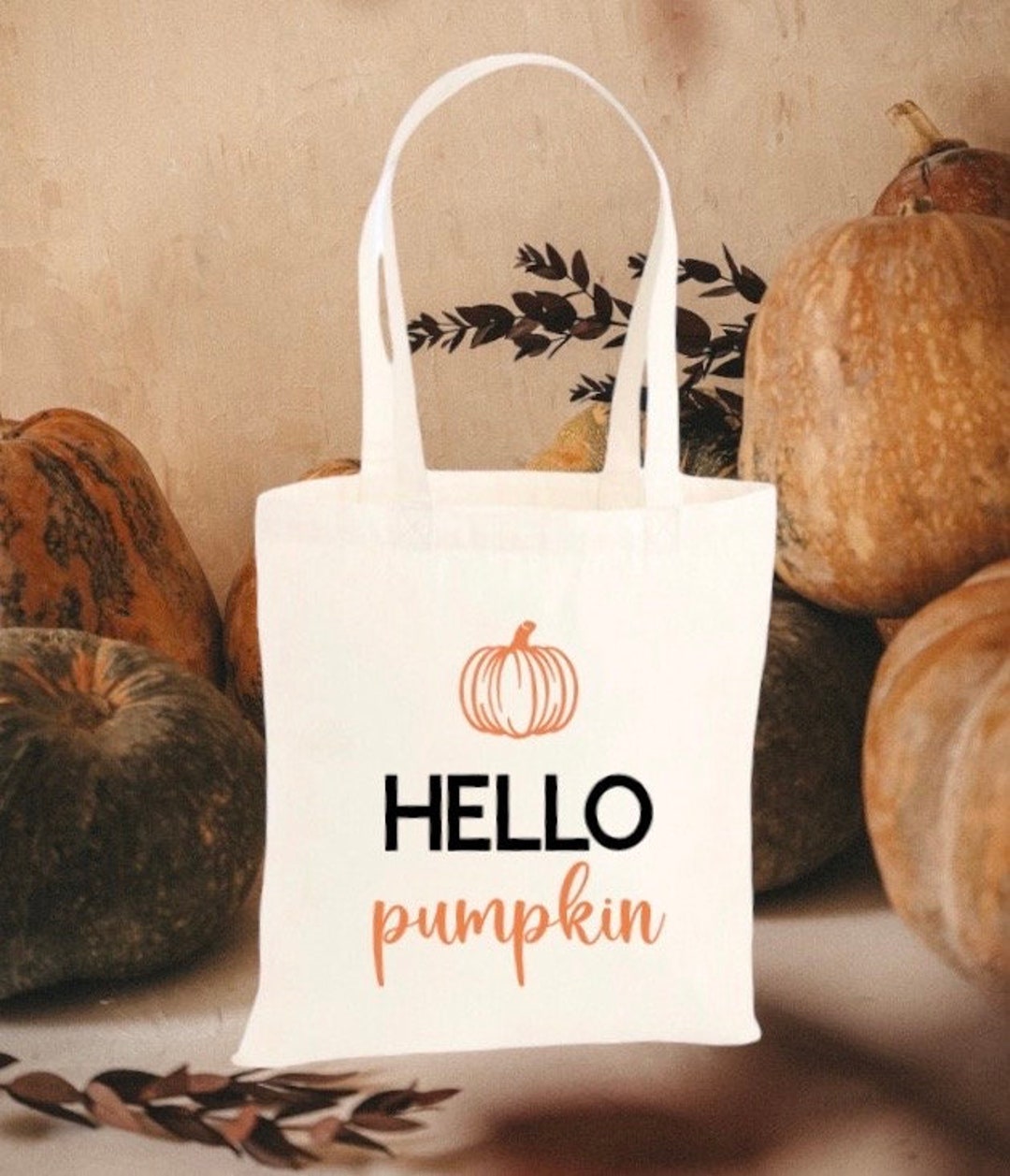 Hello Pumpkin Cotton Tote Bag - Etsy